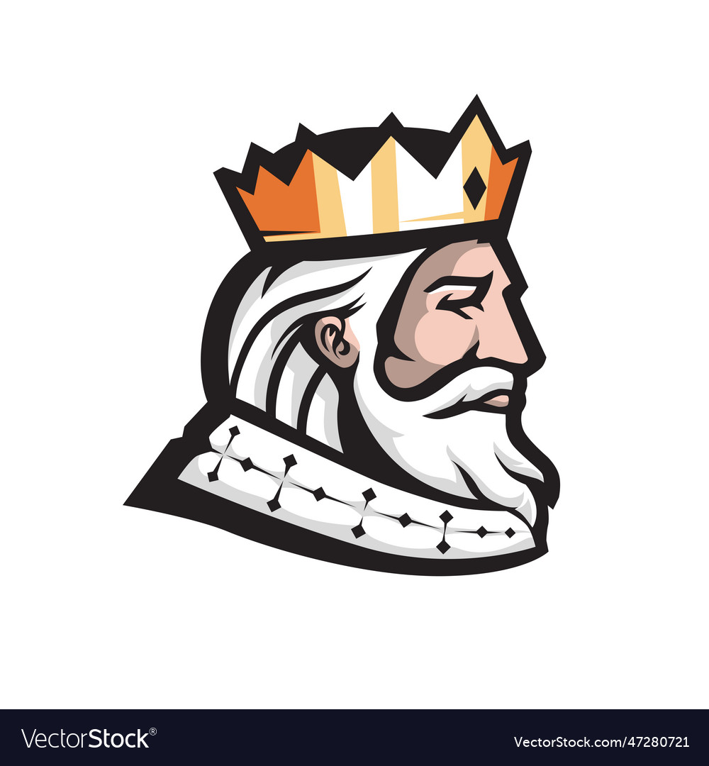 Wise king head mascot Royalty Free Vector Image