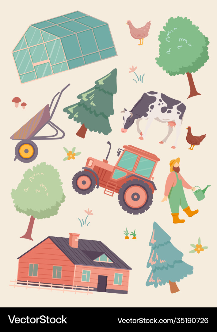 Abstract village and agriculture Royalty Free Vector Image