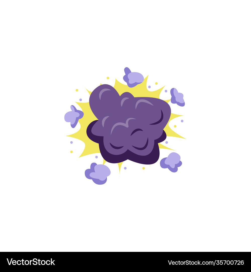 Bomb explosion icon with violet smoke cartoon Vector Image
