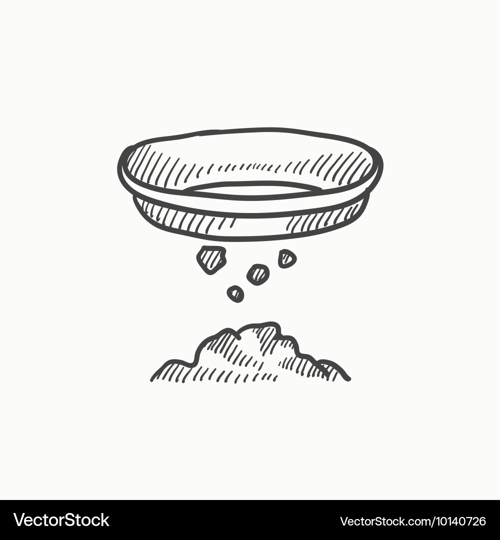 Bowl for sifting gold sketch icon Royalty Free Vector Image