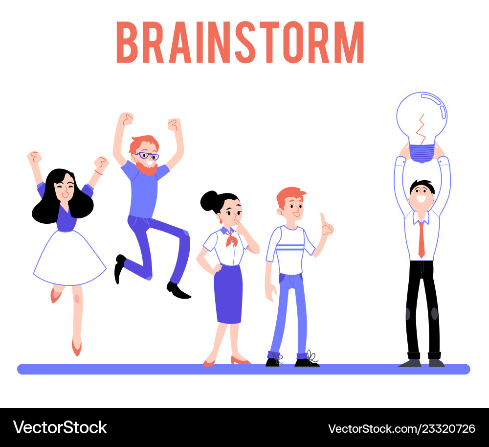 Braindstorm male female character flat set Vector Image