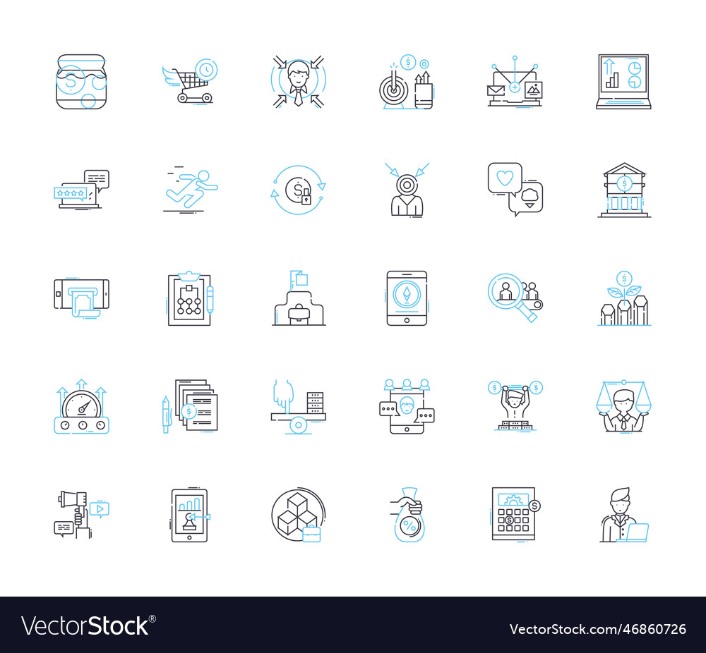 Budget framework linear icons set allocation Vector Image