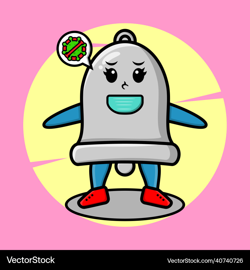 Cartoon bell using mask to prevent corona virus Vector Image