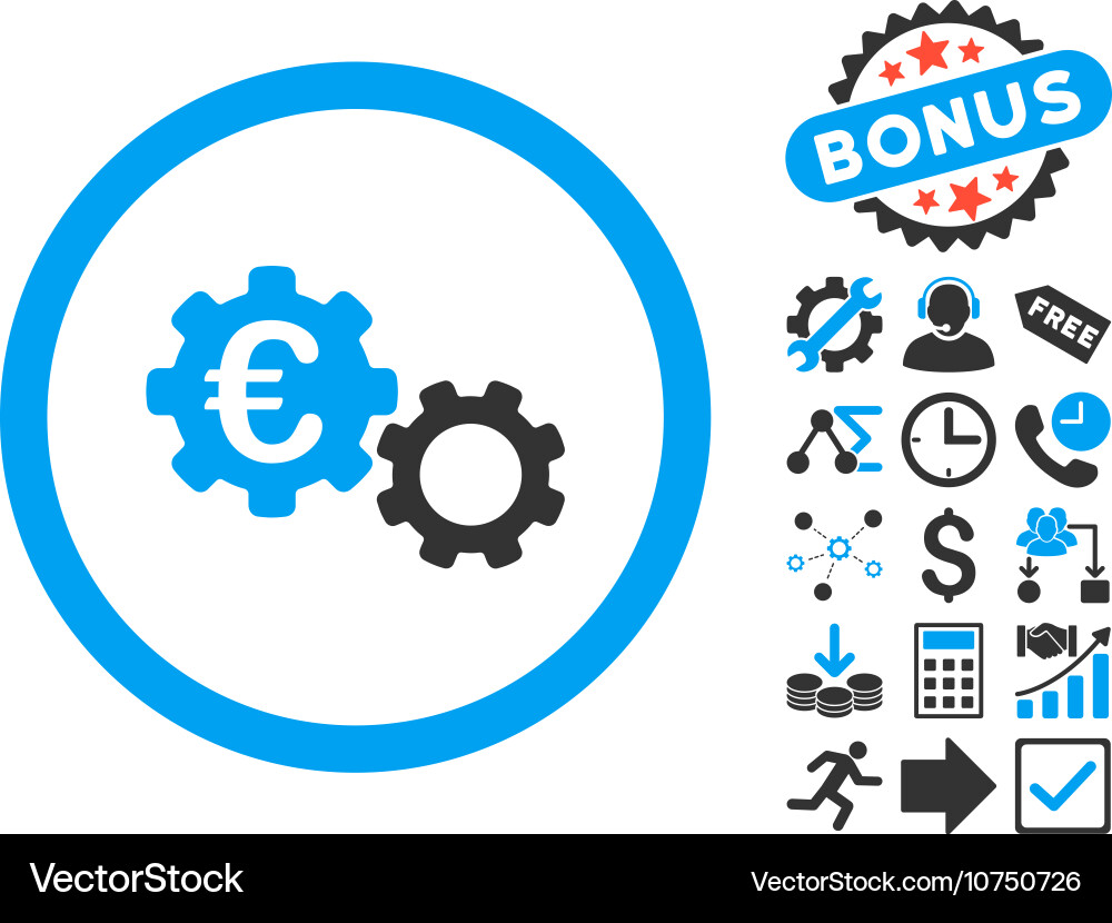 Euro mechanics flat icon with bonus Royalty Free Vector