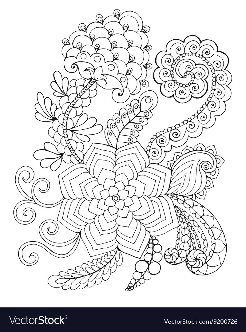Fantasy flowers coloring page Royalty Free Vector Image