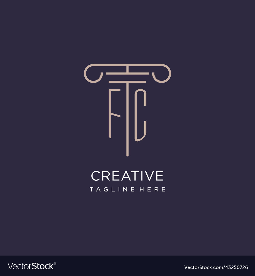 Fc initial with pillar logo design luxury law Vector Image