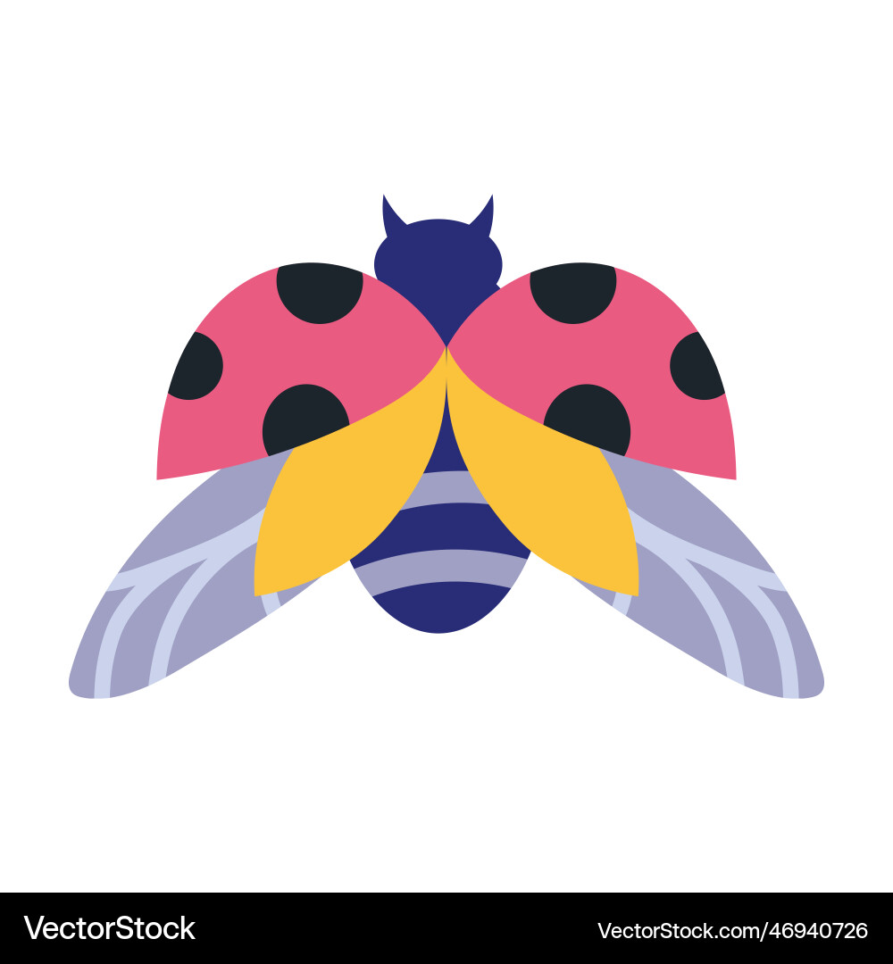 Ladybug flying cartoon style trendy modern Vector Image