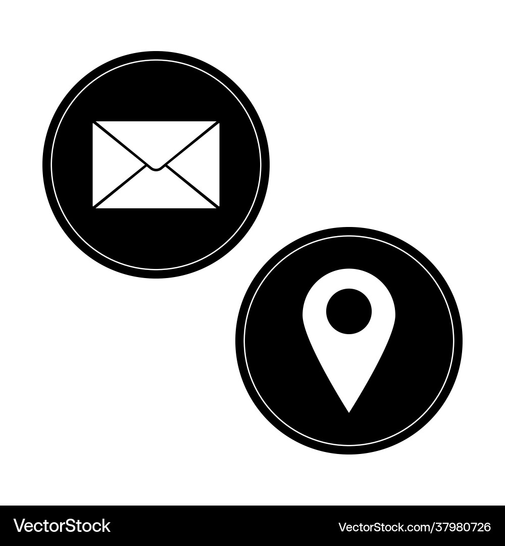 Letter and location sign black icon Royalty Free Vector