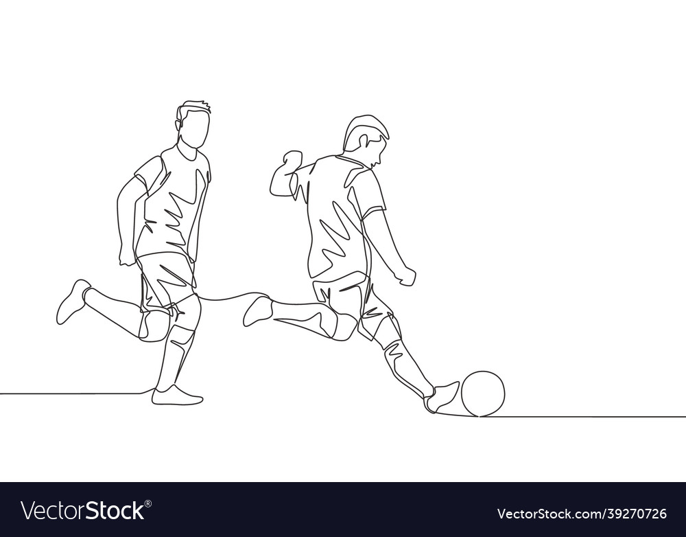 One continuous line drawing of young energetic Vector Image