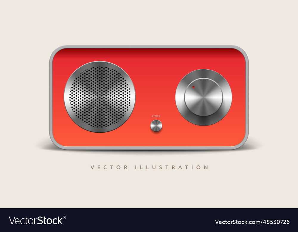 Portable sound speaker mockup red vintage style Vector Image