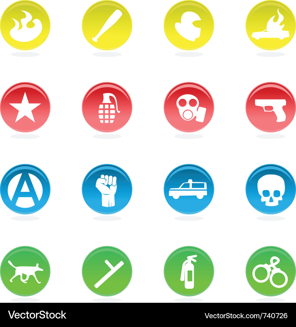 Riot color icons isolated on white Royalty Free Vector Image