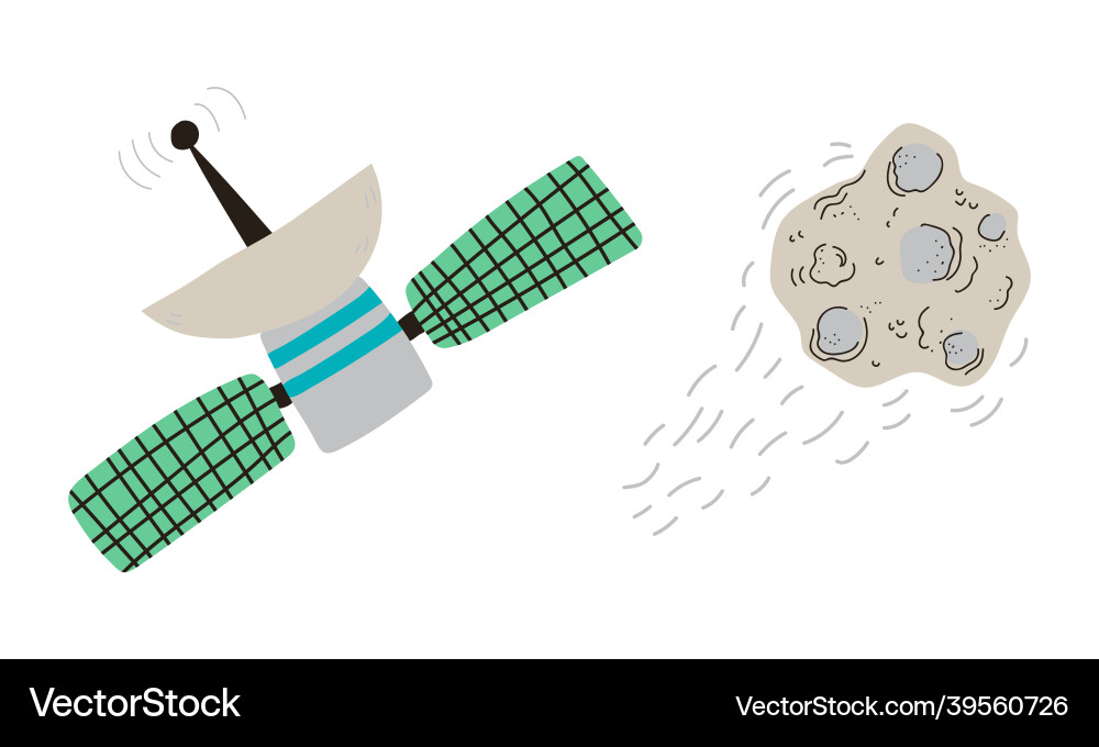 Satellite and meteorite as cosmos universe Vector Image