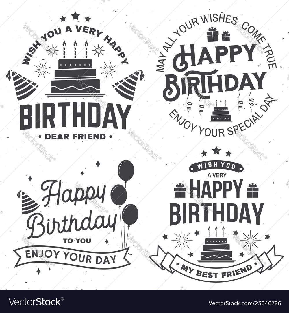 Set happy birthday templates for badge sticker Vector Image