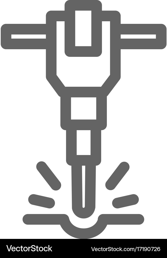 Simple jackhammer line icon symbol and sign Vector Image