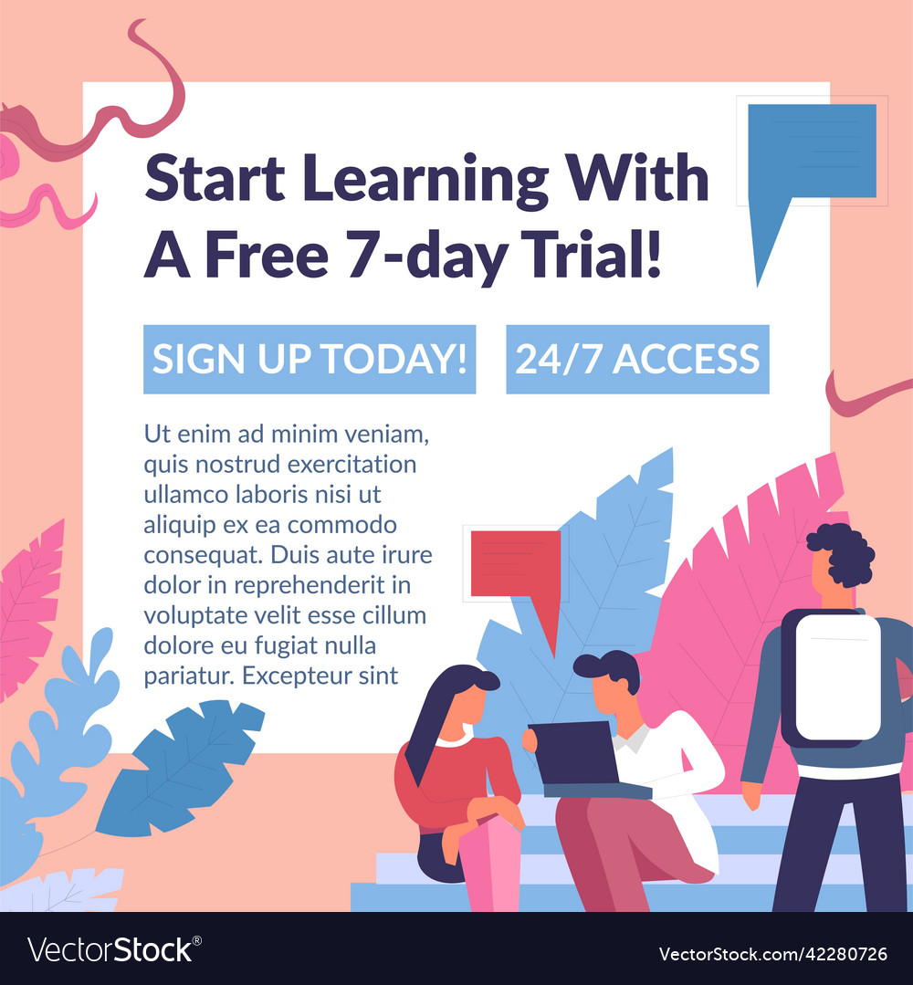 Start learning with free trial online courses Vector Image Start learning with free trial online courses Vector Image