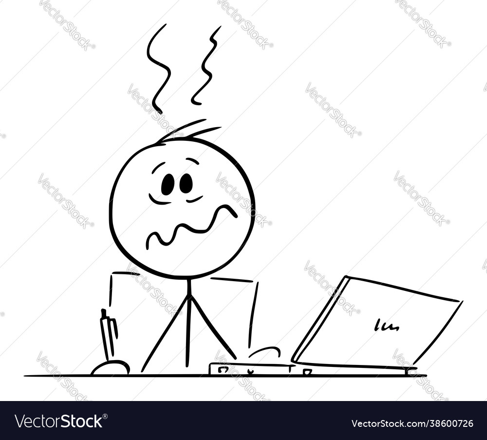 Stressed overworked person or man sitting behind Vector Image Stressed overworked person or man sitting behind Vector Image