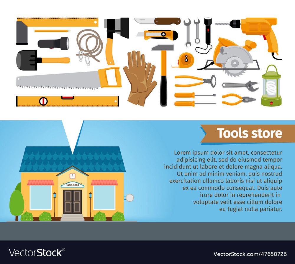 Tools store store Royalty Free Vector Image - VectorStock
