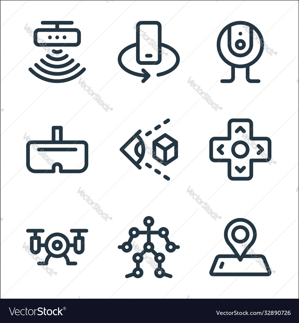 Virtual reality line icons linear set quality Vector Image Virtual reality line icons linear set quality Vector Image