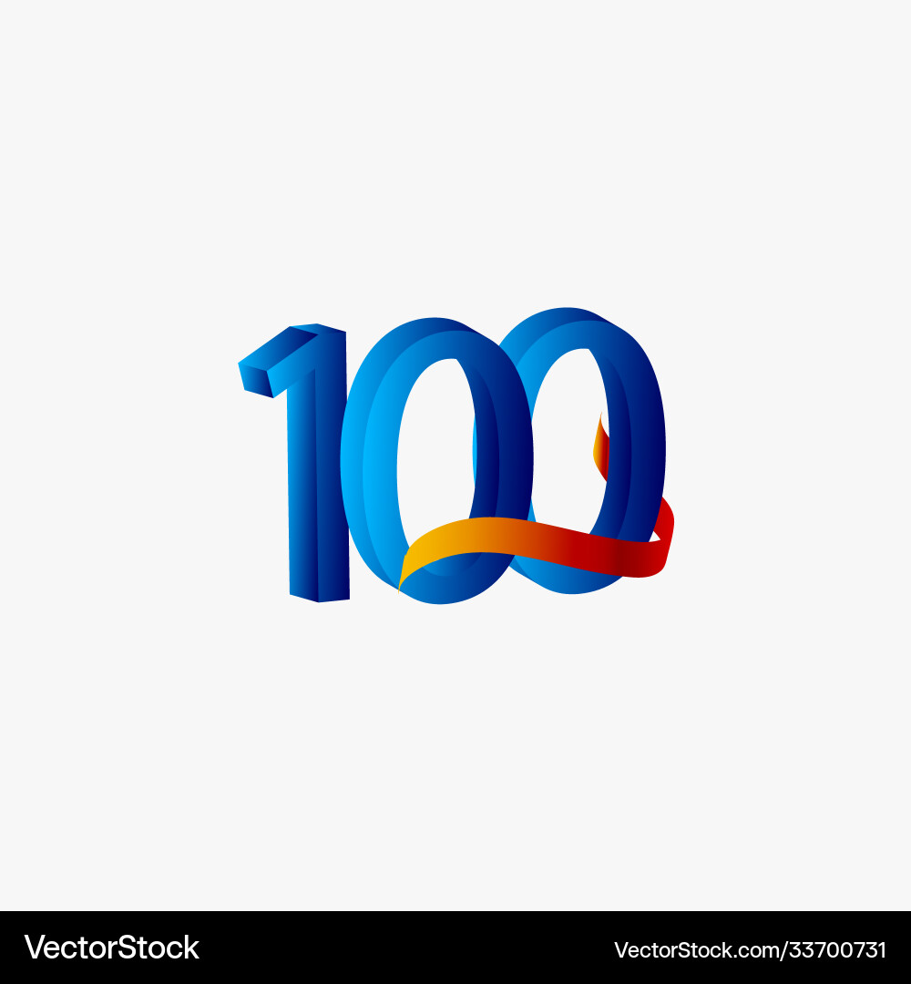 100 years anniversary celebration number blue Vector Image