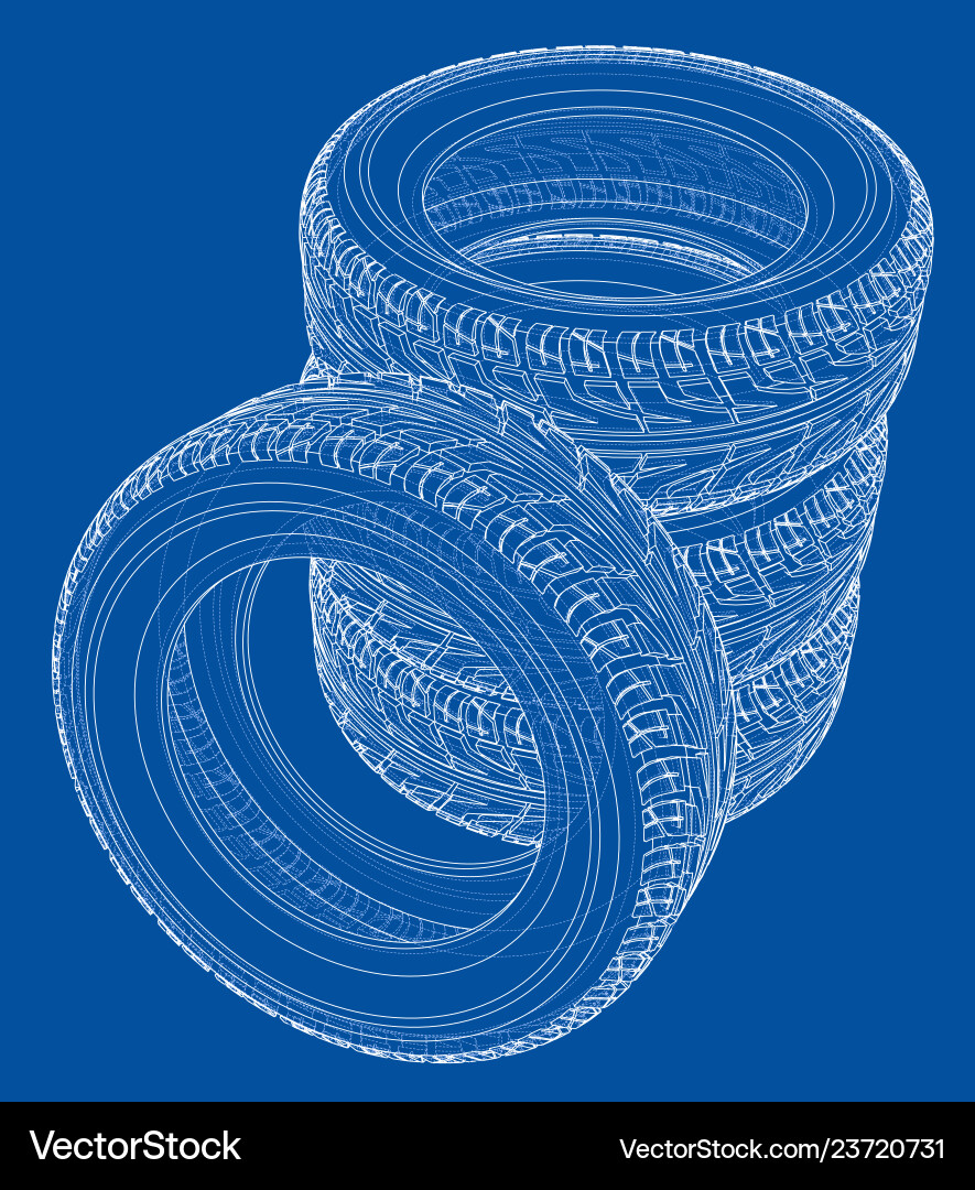 Car tires concept rendering of 3d Royalty Free Vector Image