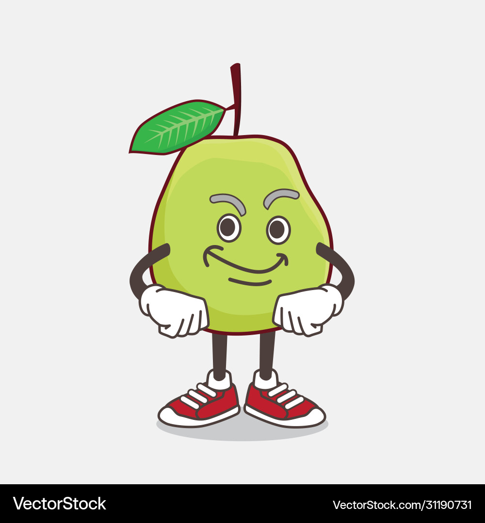 Guava fruit cartoon mascot character Royalty Free Vector