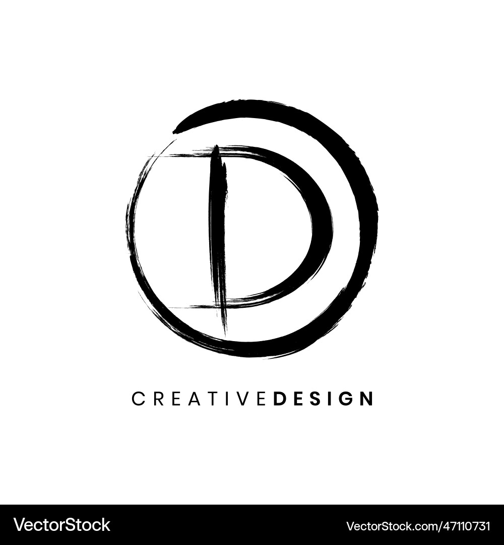 Handwritten brush stroke letter d logo design Vector Image