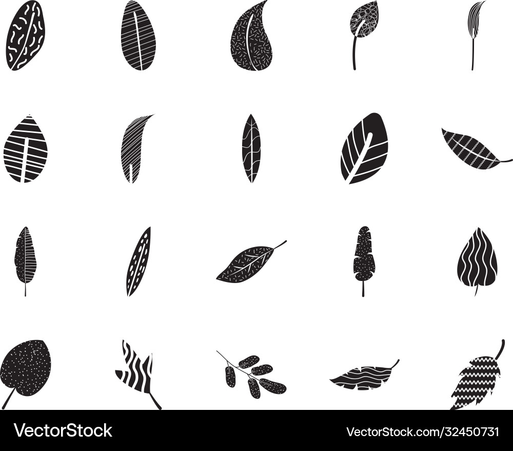 Icon set abstract tropical leaves and round Vector Image