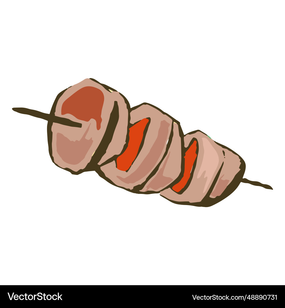 Indian dish chicken tikka hand drawn Royalty Free Vector