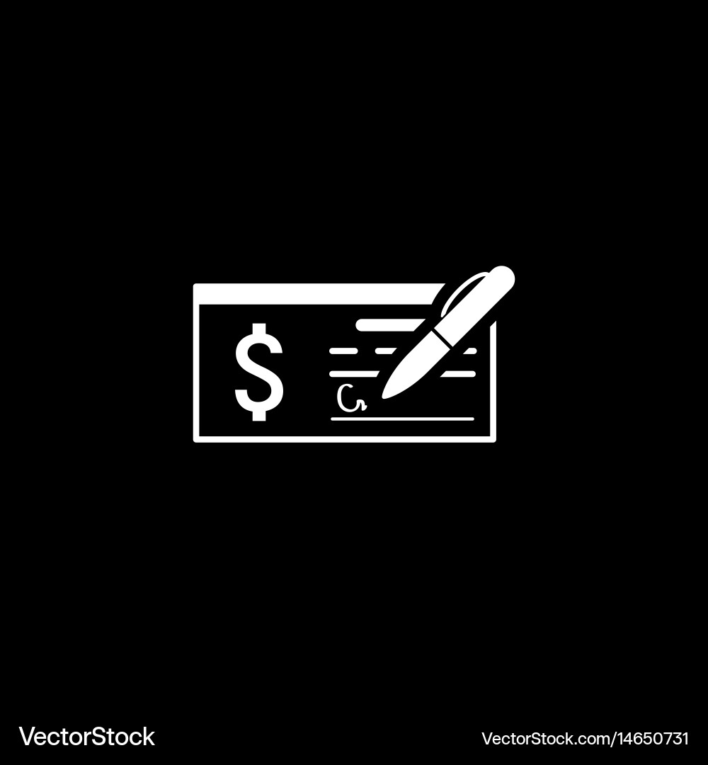 Money check business icon flat design Royalty Free Vector