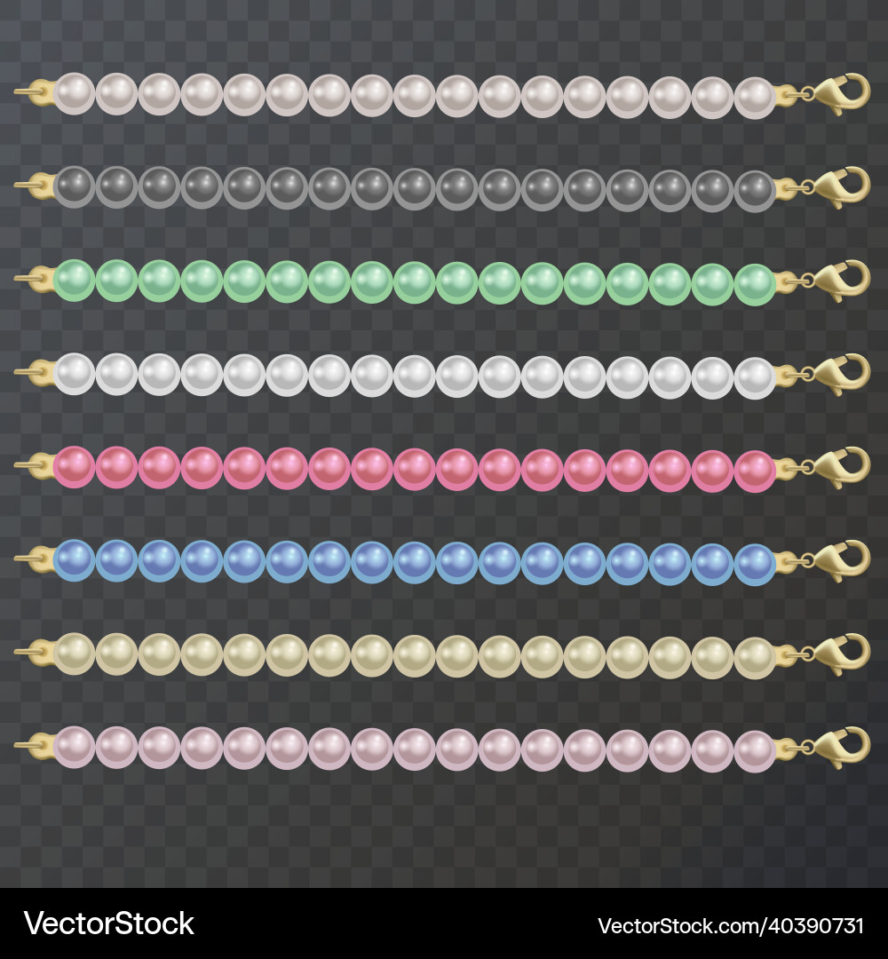 Realistic pearl bead chain necklace on dark Vector Image