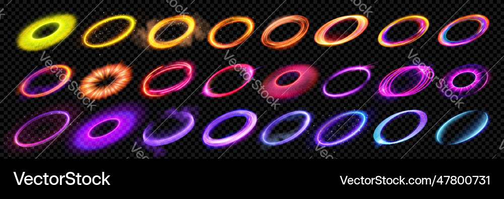 Realistic set of round light flares Royalty Free Vector