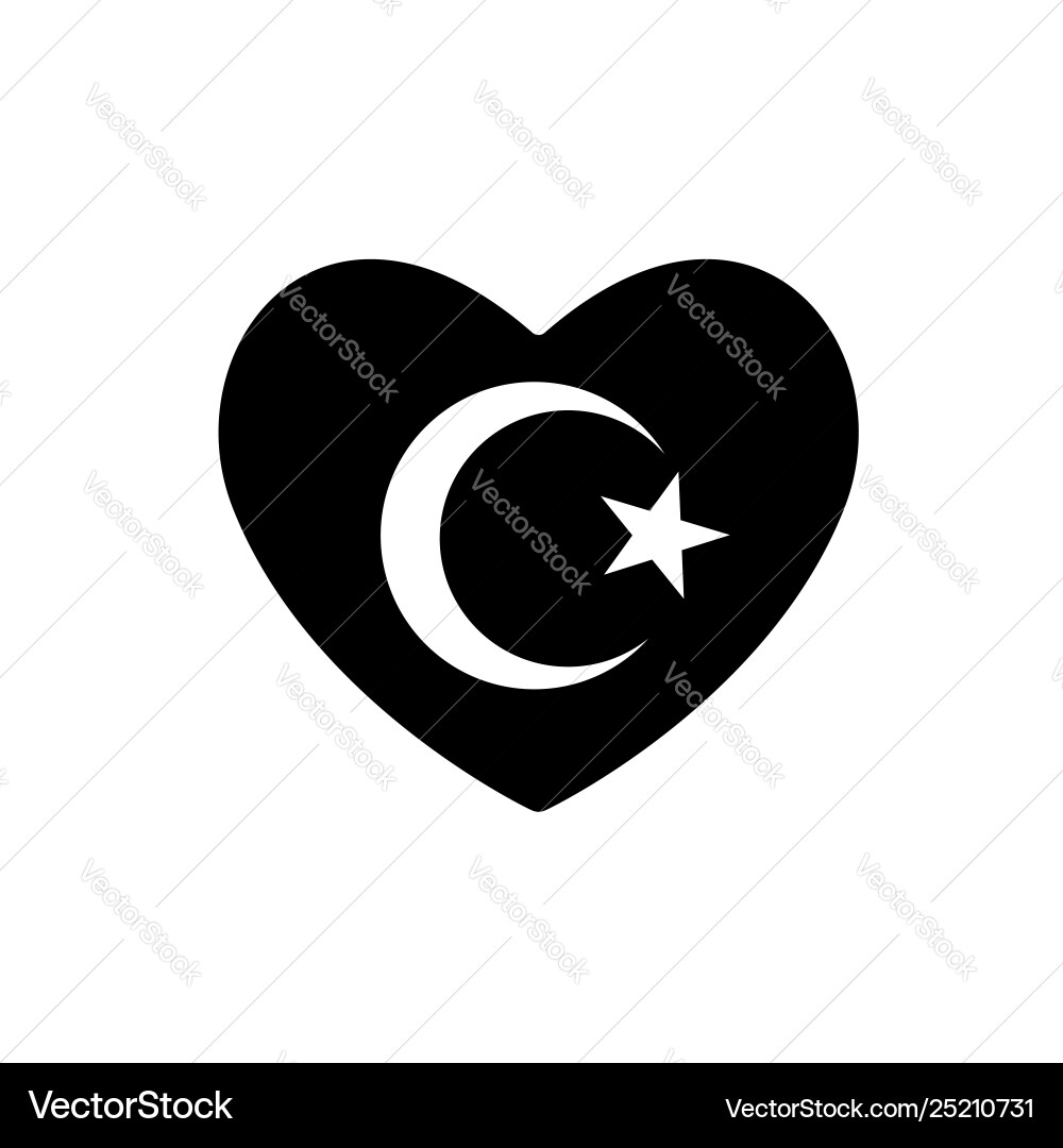 Revered heart symbol star and crescent moon Vector Image