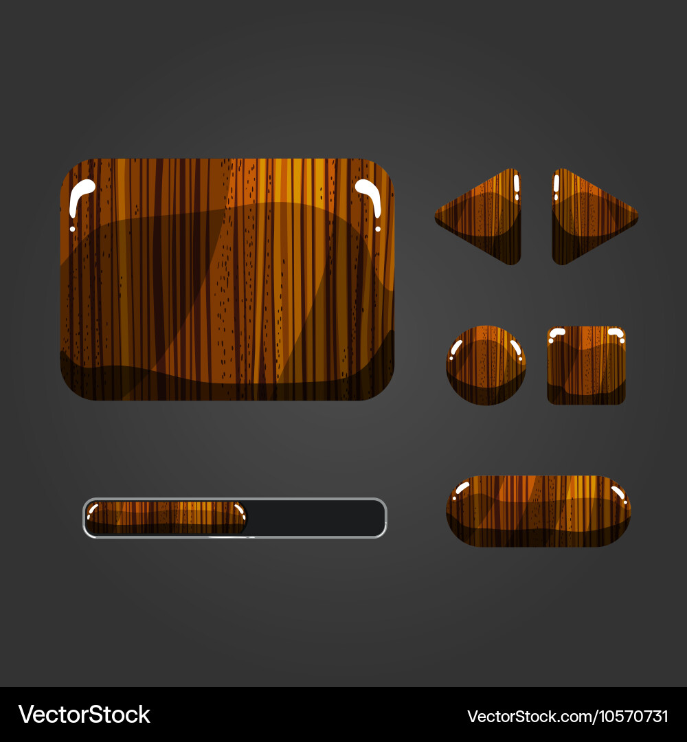 Set of wooden different buttons Royalty Free Vector Image