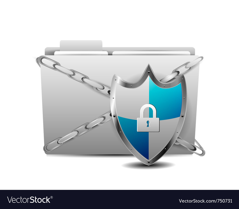 Shield with folder Royalty Free Vector Image - VectorStock