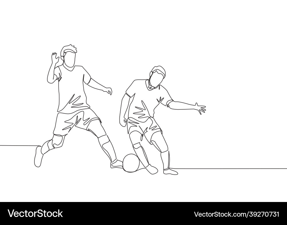 Single continuous line drawing of young energetic Vector Image
