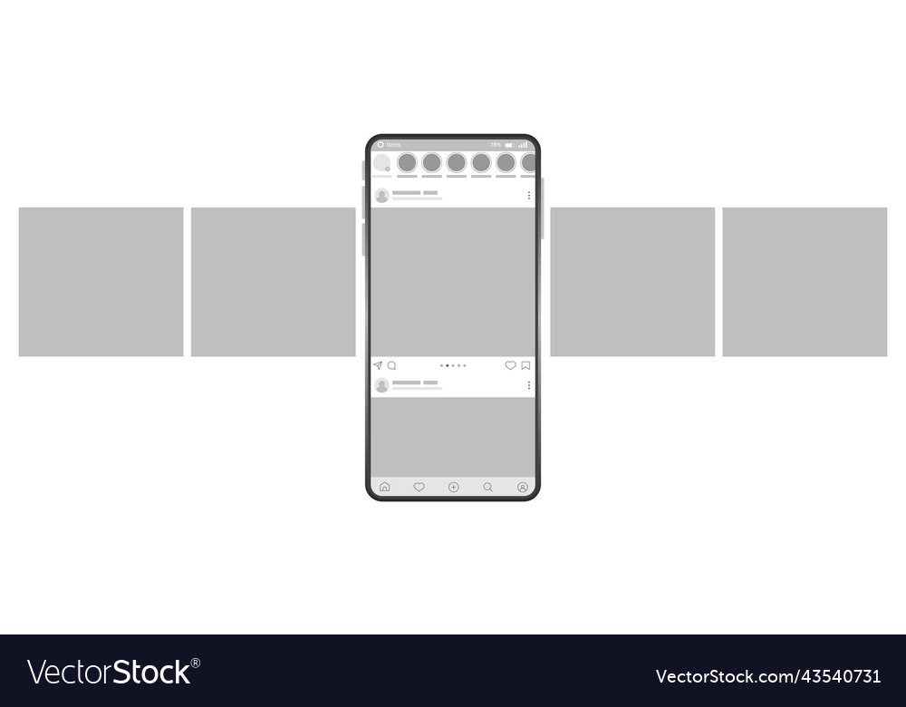 Smartphone Interface Post Mock Up With Carousel Vector Image