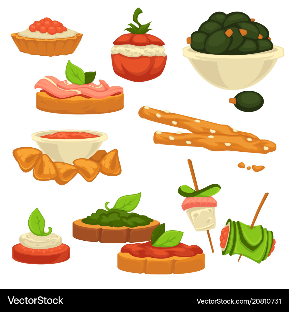 Tasty nutritious snack with vegetables and sauces Vector Image