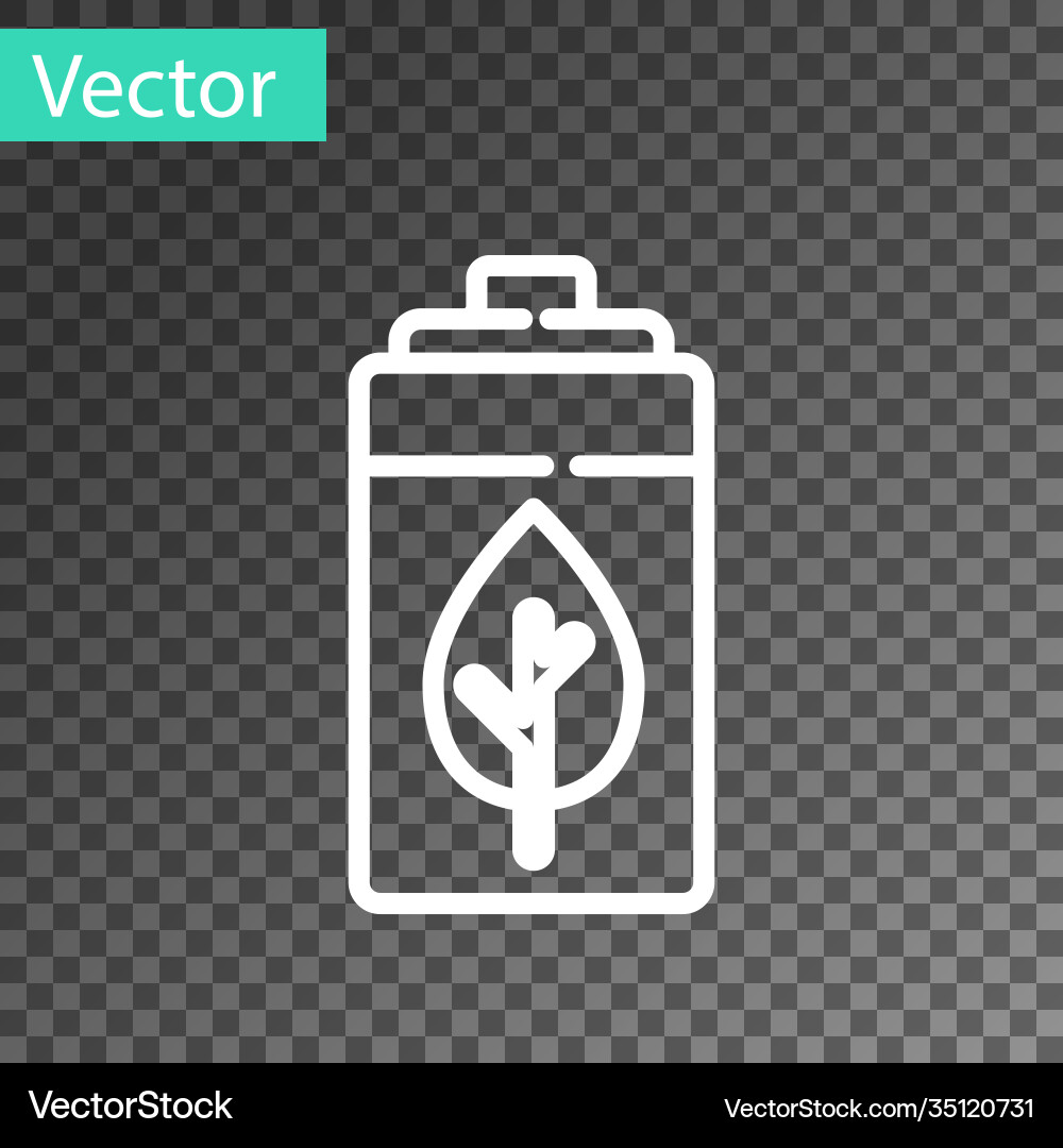 White line eco nature leaf and battery icon Vector Image