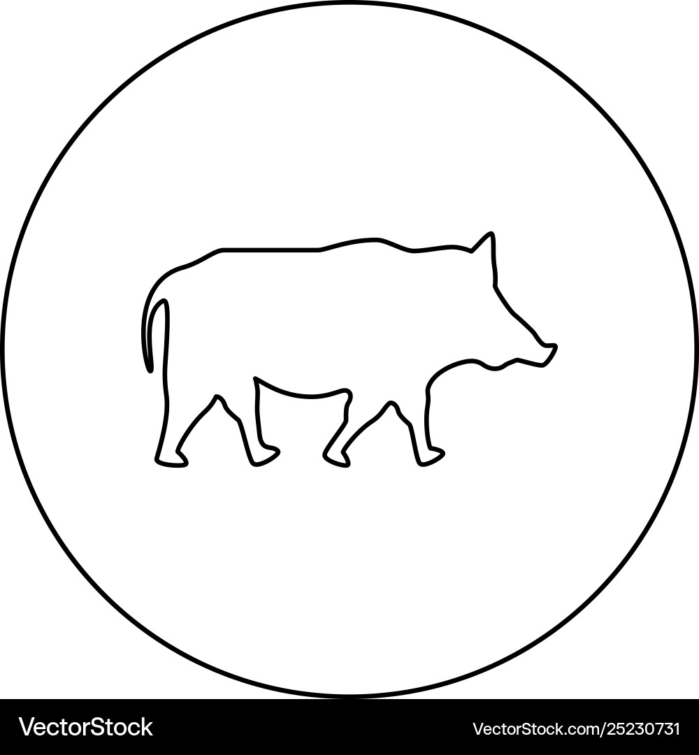 Wild boar pig hog warthog icon in circle Vector Image