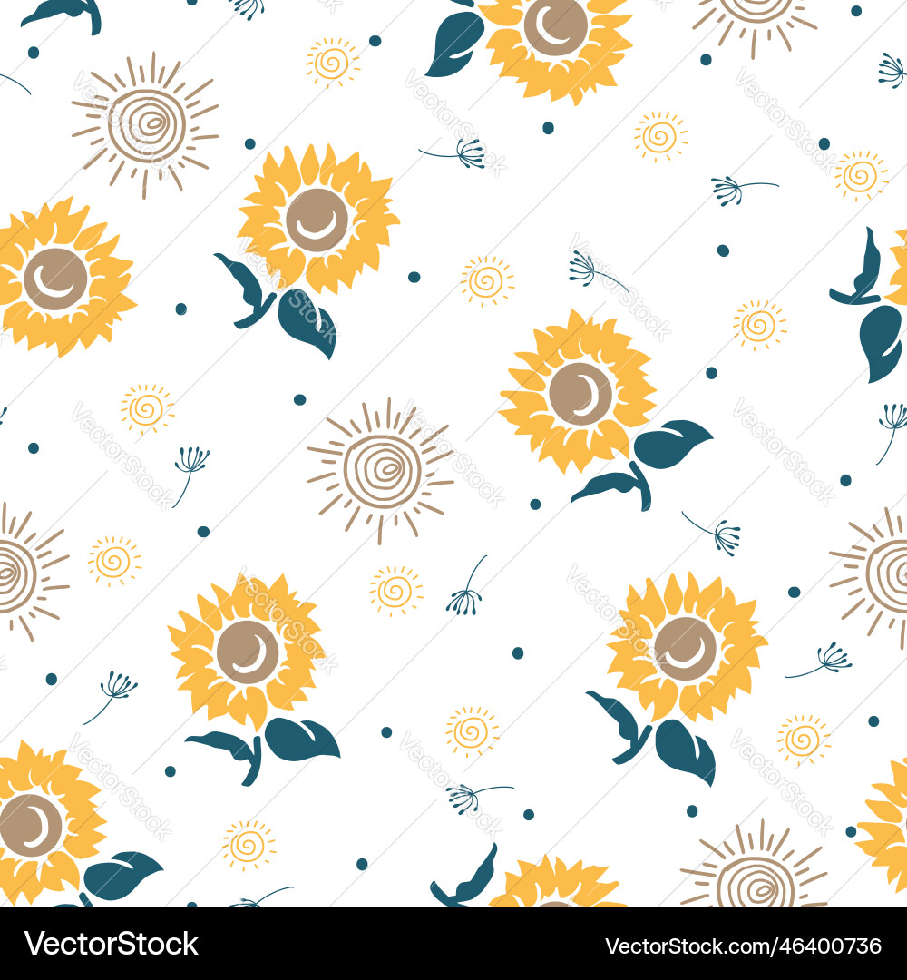 Abstract summer sunflower garden graphic Vector Image