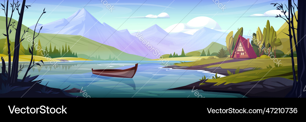 Beautiful mountain landscape with lake Royalty Free Vector