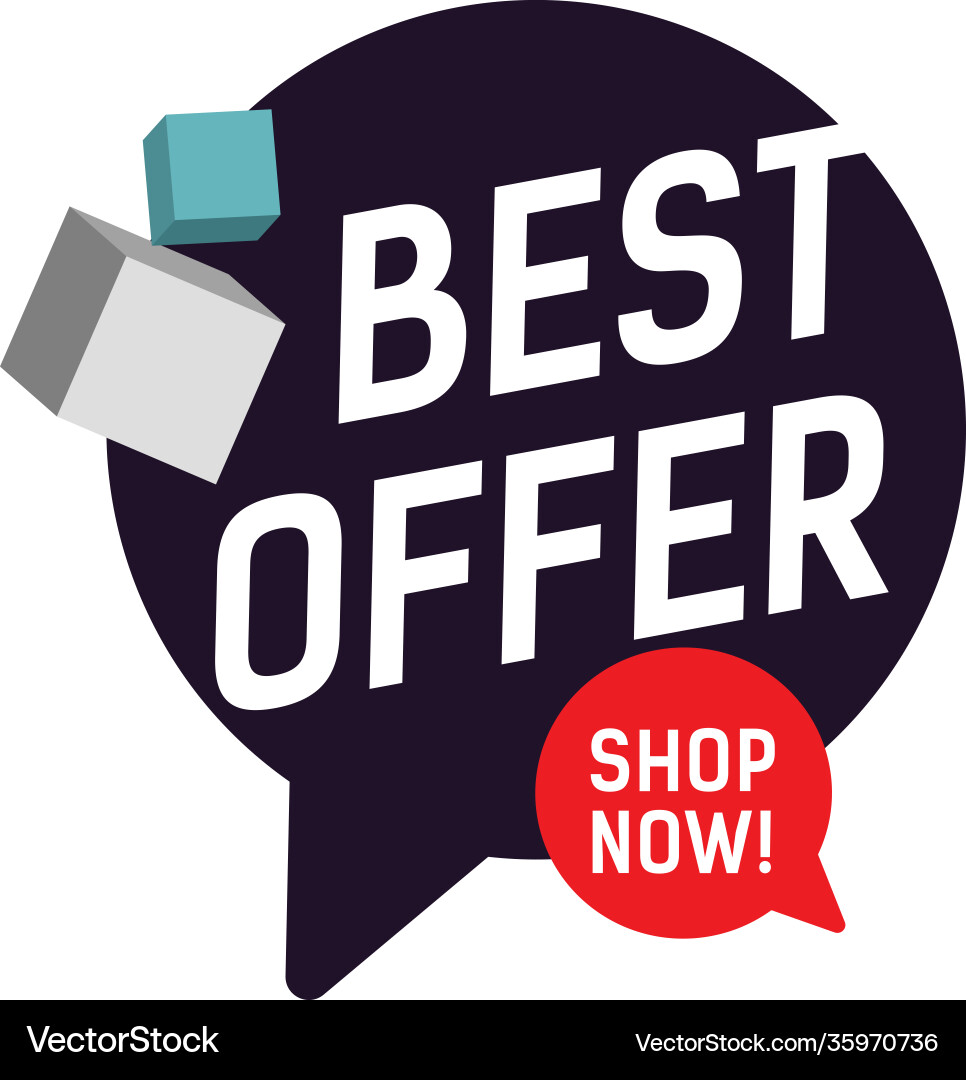 Best offer shop now lettering Royalty Free Vector Image