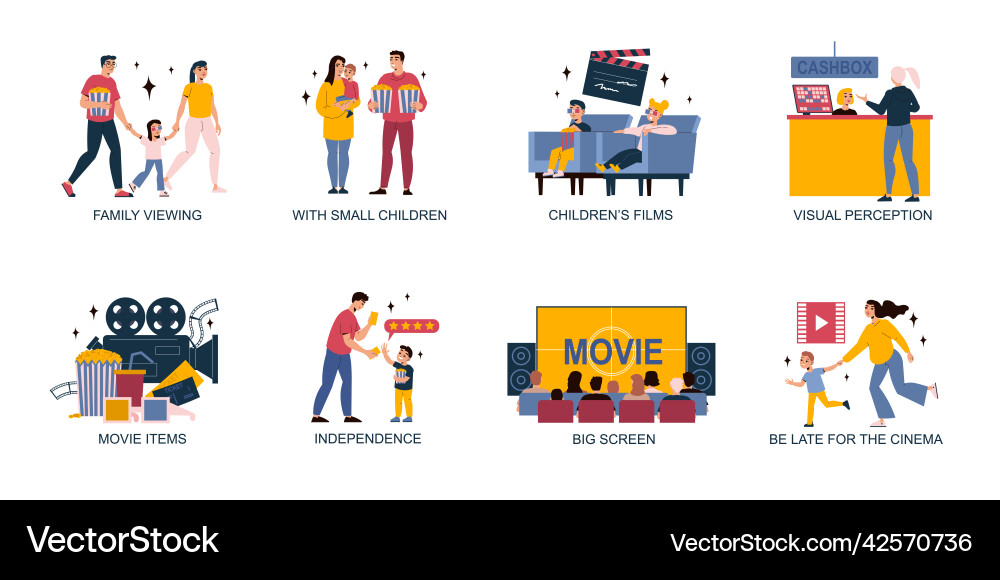 Cinema movie compositions set Royalty Free Vector Image