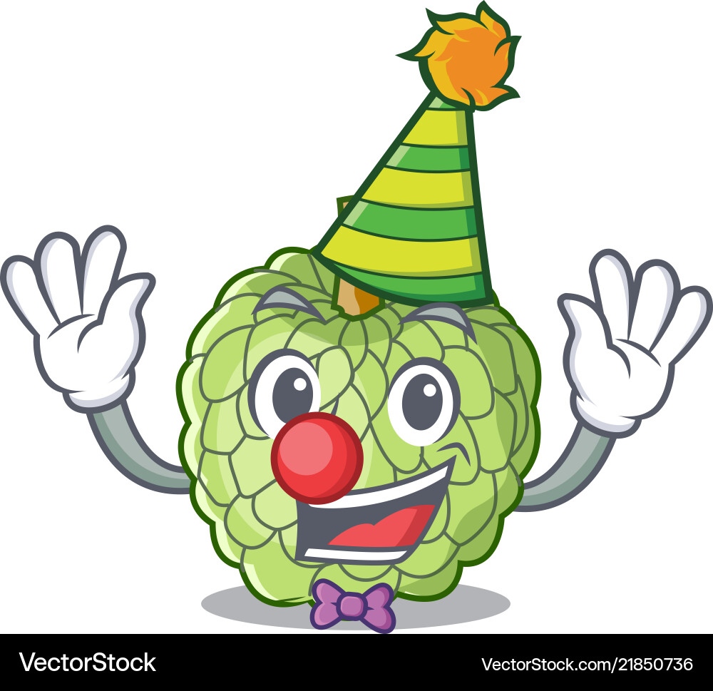 Clown ripe sugar apple fruit on mascot Royalty Free Vector