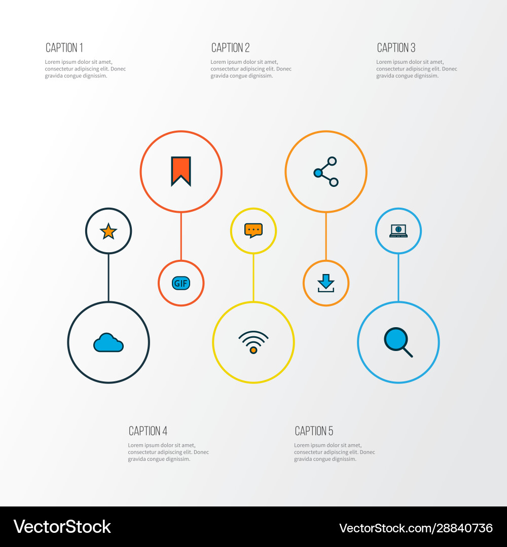 Communication icons colored line set with social Vector Image