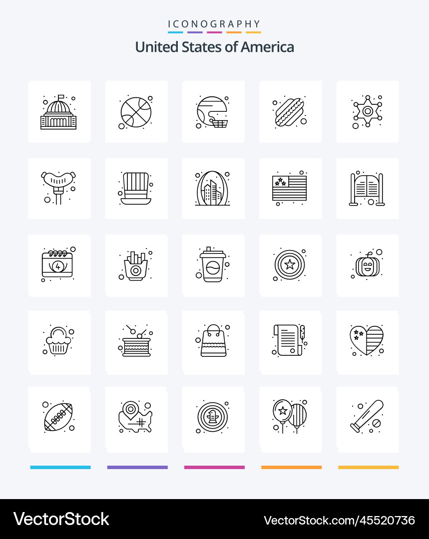 Creative usa 25 outline icon pack such as states Vector Image