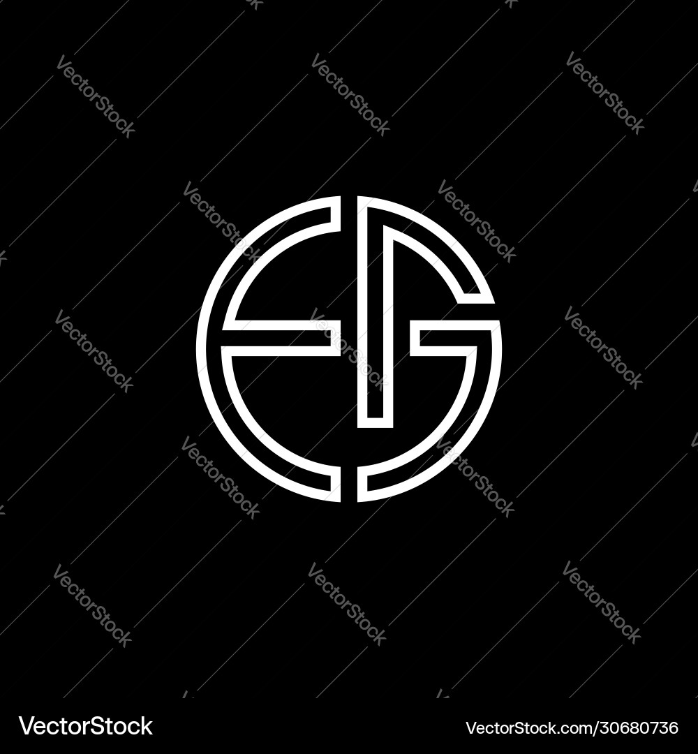 Eg monogram logo circle ribbon style outline Vector Image