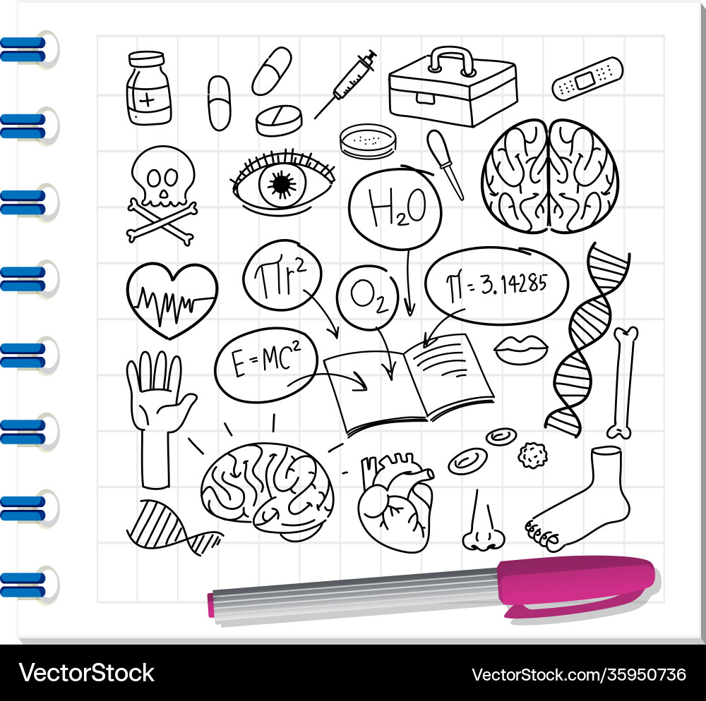Medical science element in doodle or sketch style Vector Image