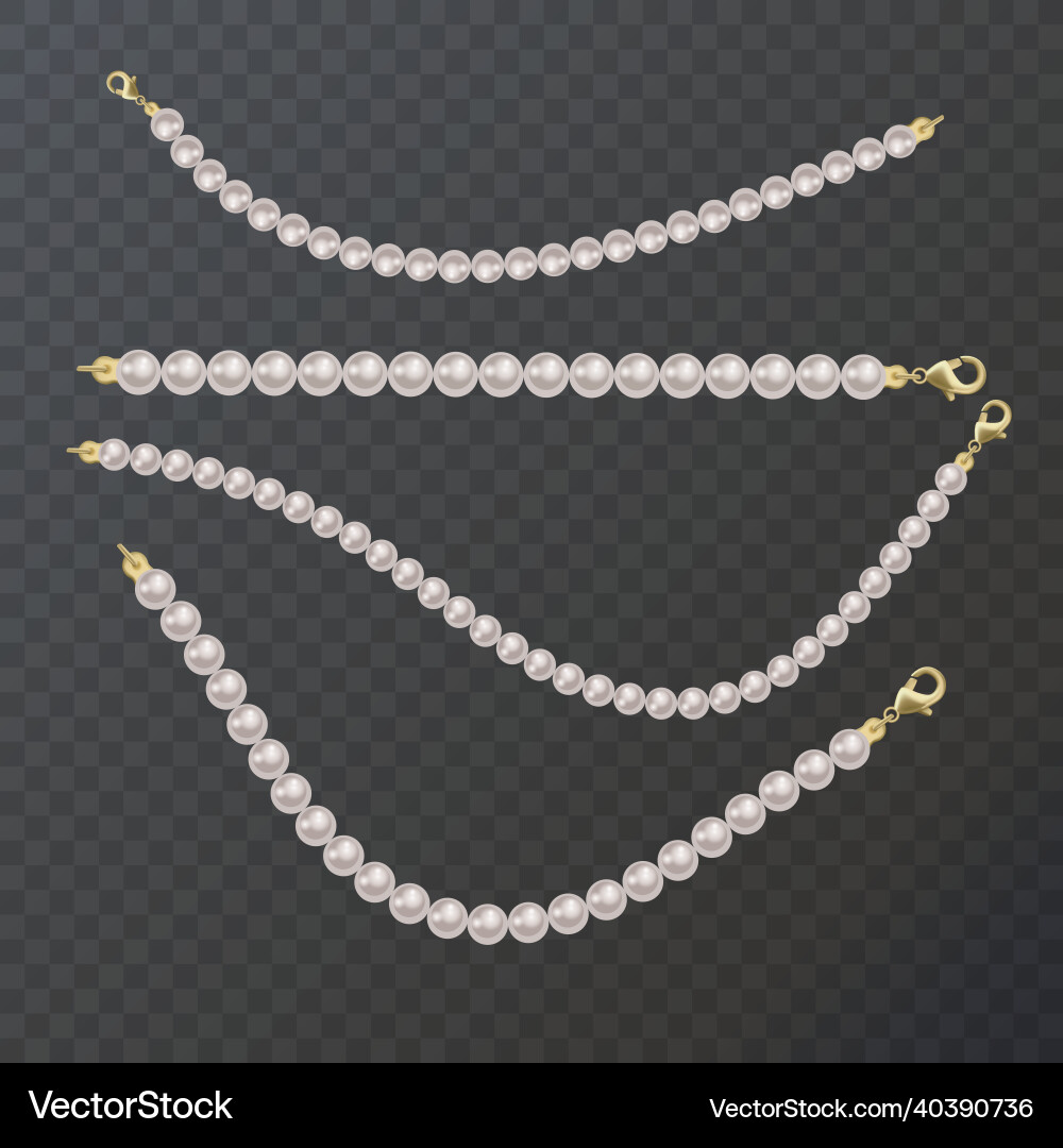 Realistic pearl bead chain necklace on dark Vector Image