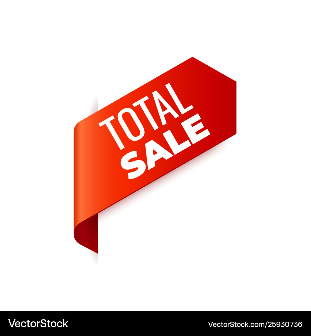 Red banner left bookmark total sale Royalty Free Vector